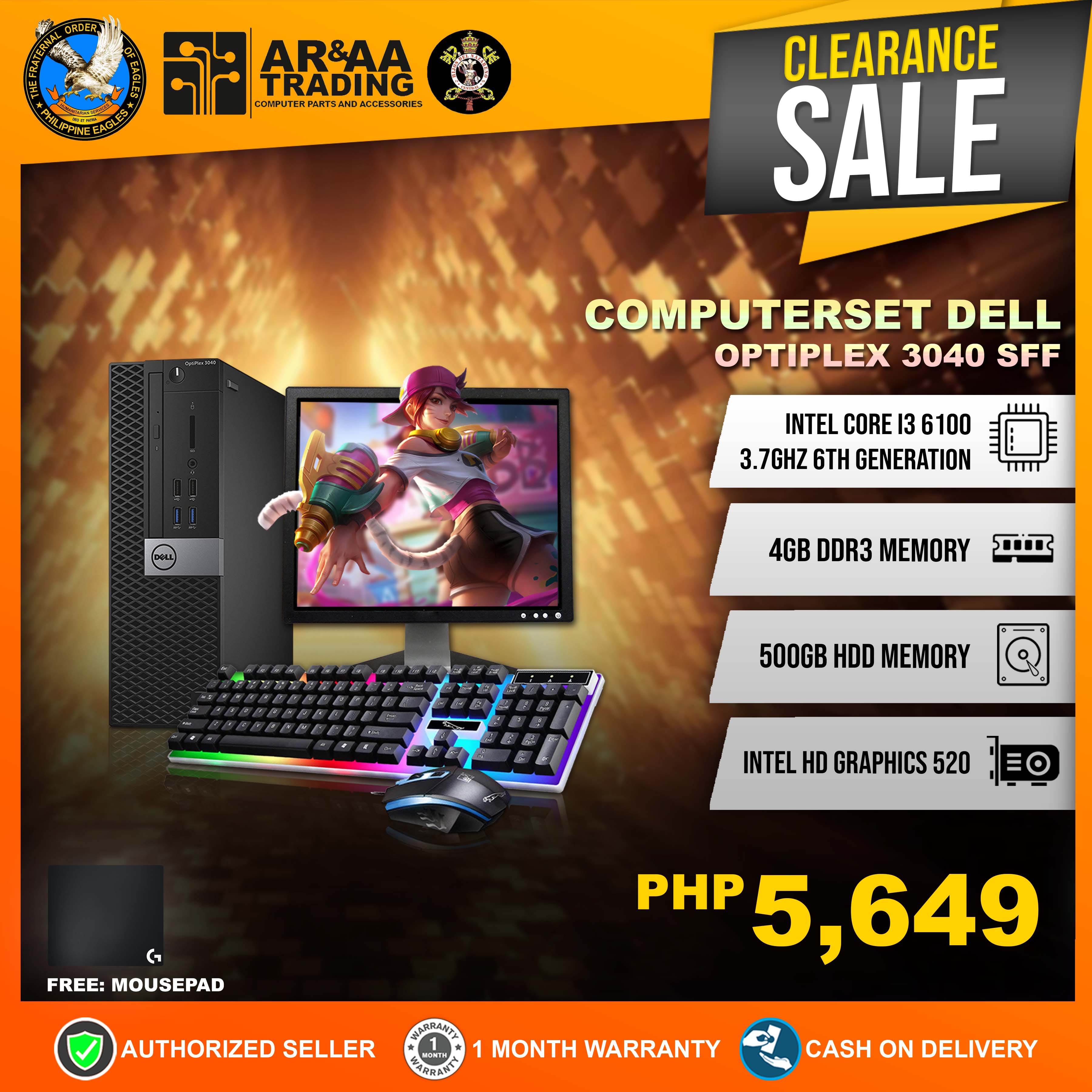 Computer Set Package Dell Optiplex 3040 SFF Intel Core I3 6100 3.7ghz ...