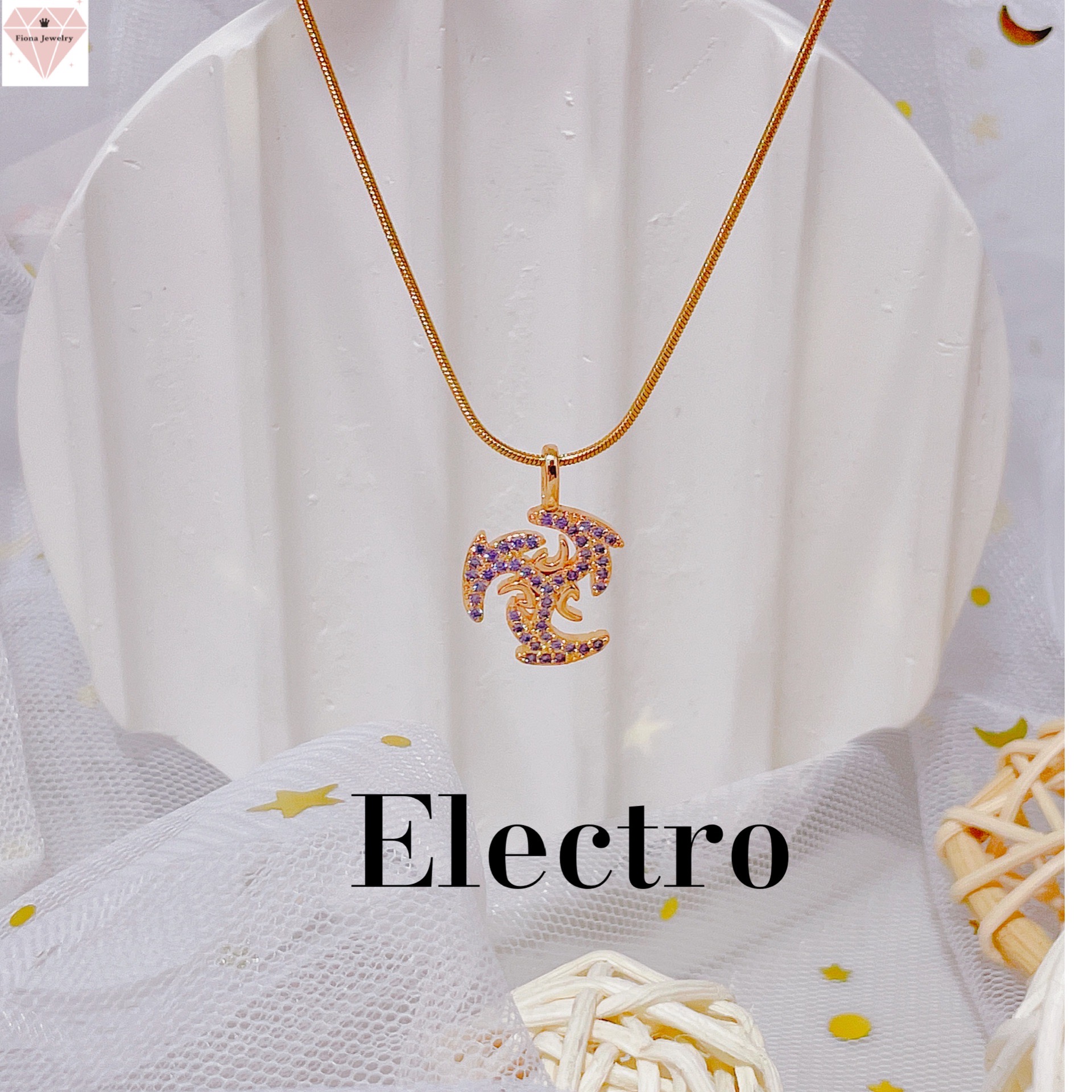 Fiona Jewelry Rose Gold Plated Genshin impact Anemo,Pyro,Hydro,Electro ...