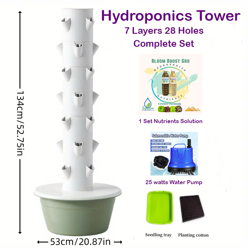 Vertical Hydroponic Tower: Complete Set 7 Layer/ 9 Layer & Bloom Boost ...