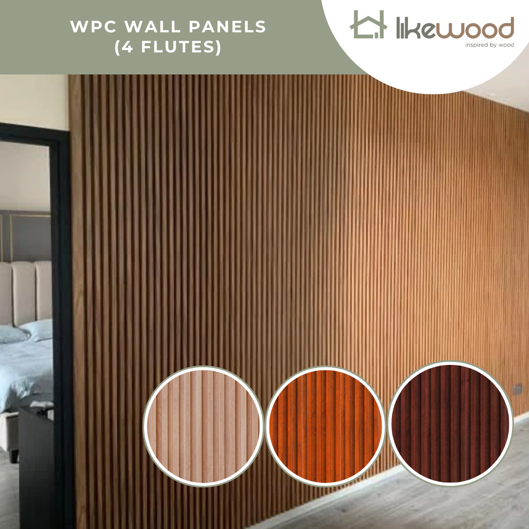 MATIMCO LIKEWOOD WPC Fluted Wall Panels (4 FLUTES) 2.4 x 16 x 290 cm ...