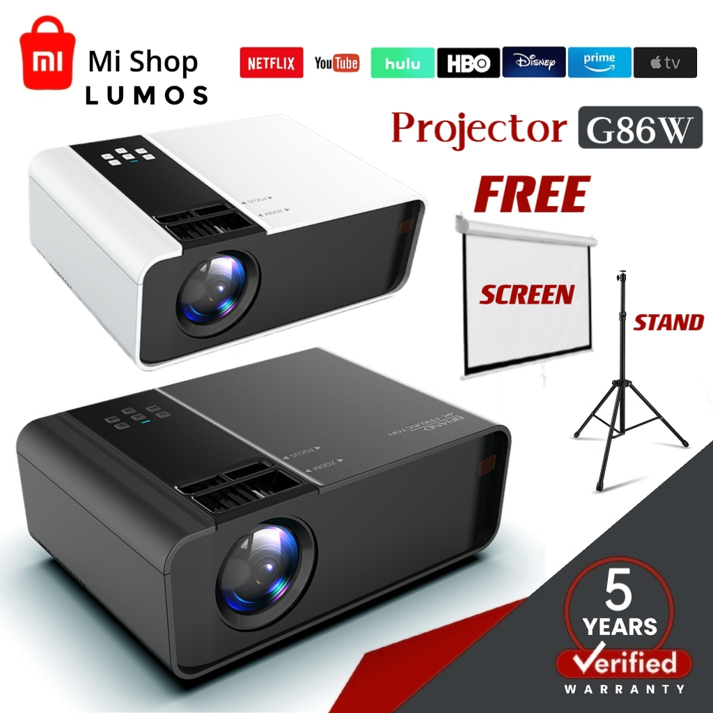 Projector G86W Protable Mini 4K Full HD 6000 Lumens Projector OS ...