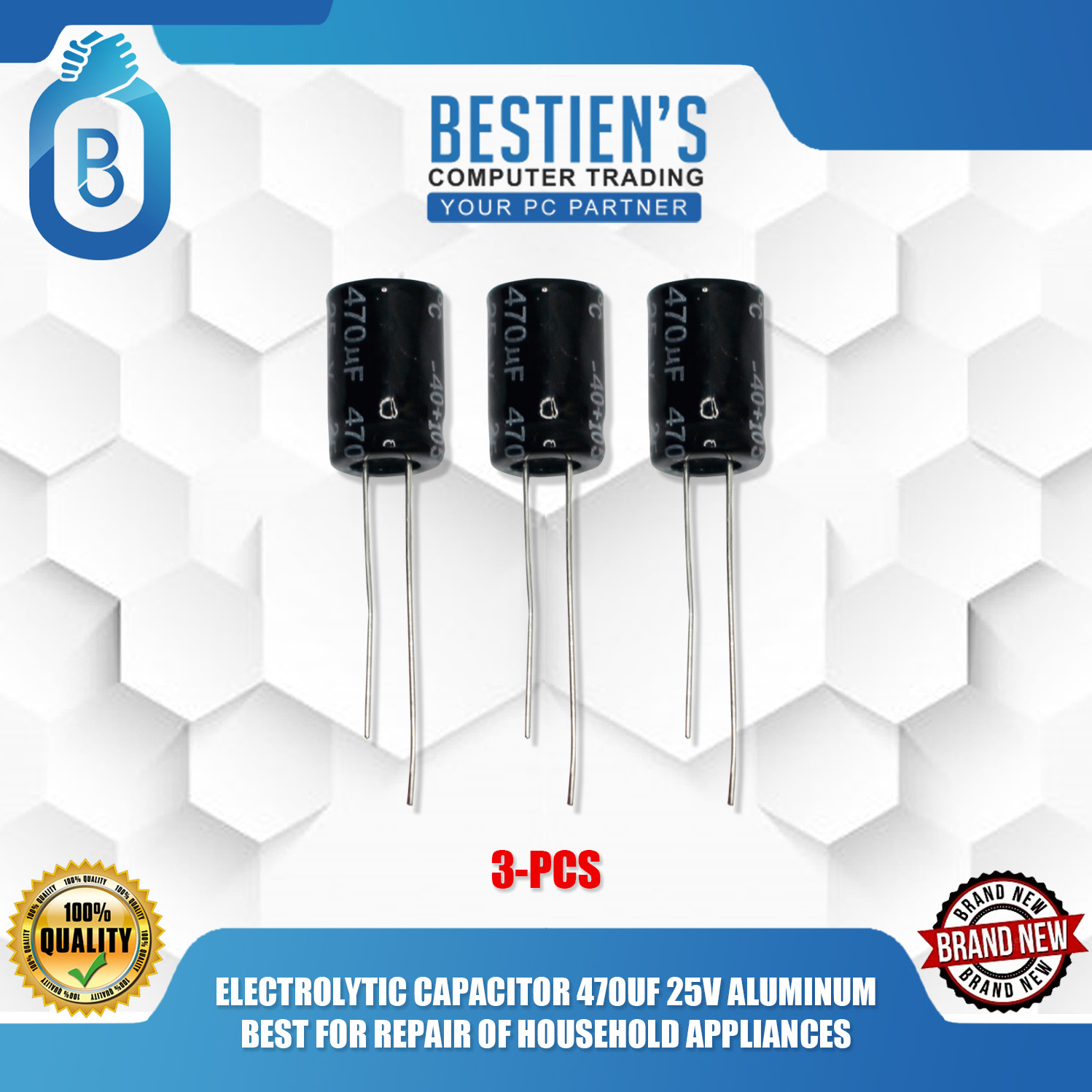 ELECTROLYTIC CAPACITOR 470UF 25V ALUMINUM, BEST FOR REPAIR OF HOUSEHOLD ...