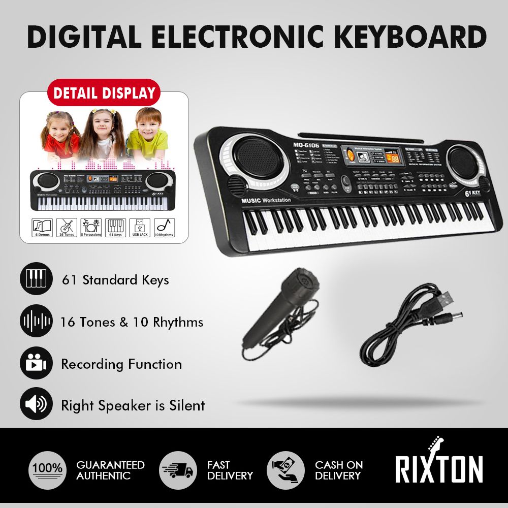 RIXTON 61 Keys Electronic Keyboard Piano Digital Piano with Music Stand ...