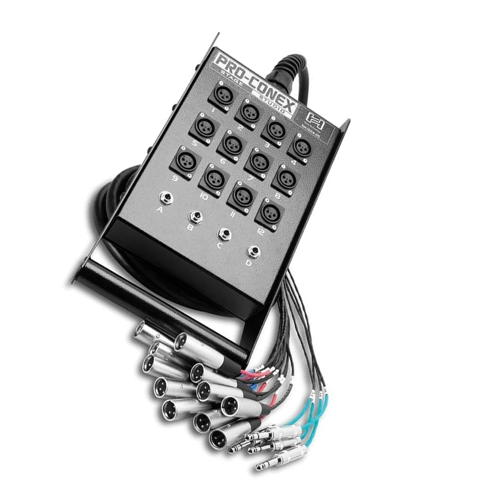 HOSA SH-12X4-25 Non-Locking 12x4 25 Feet Snake Cable Stage Box ...