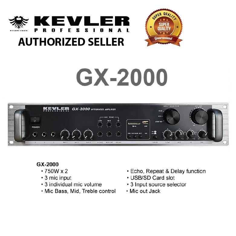 Kevler GX-2000 Intergrated High Power Amplifier 750W X 2 Max with USB GX2000 GX 2000 •OSOS ...