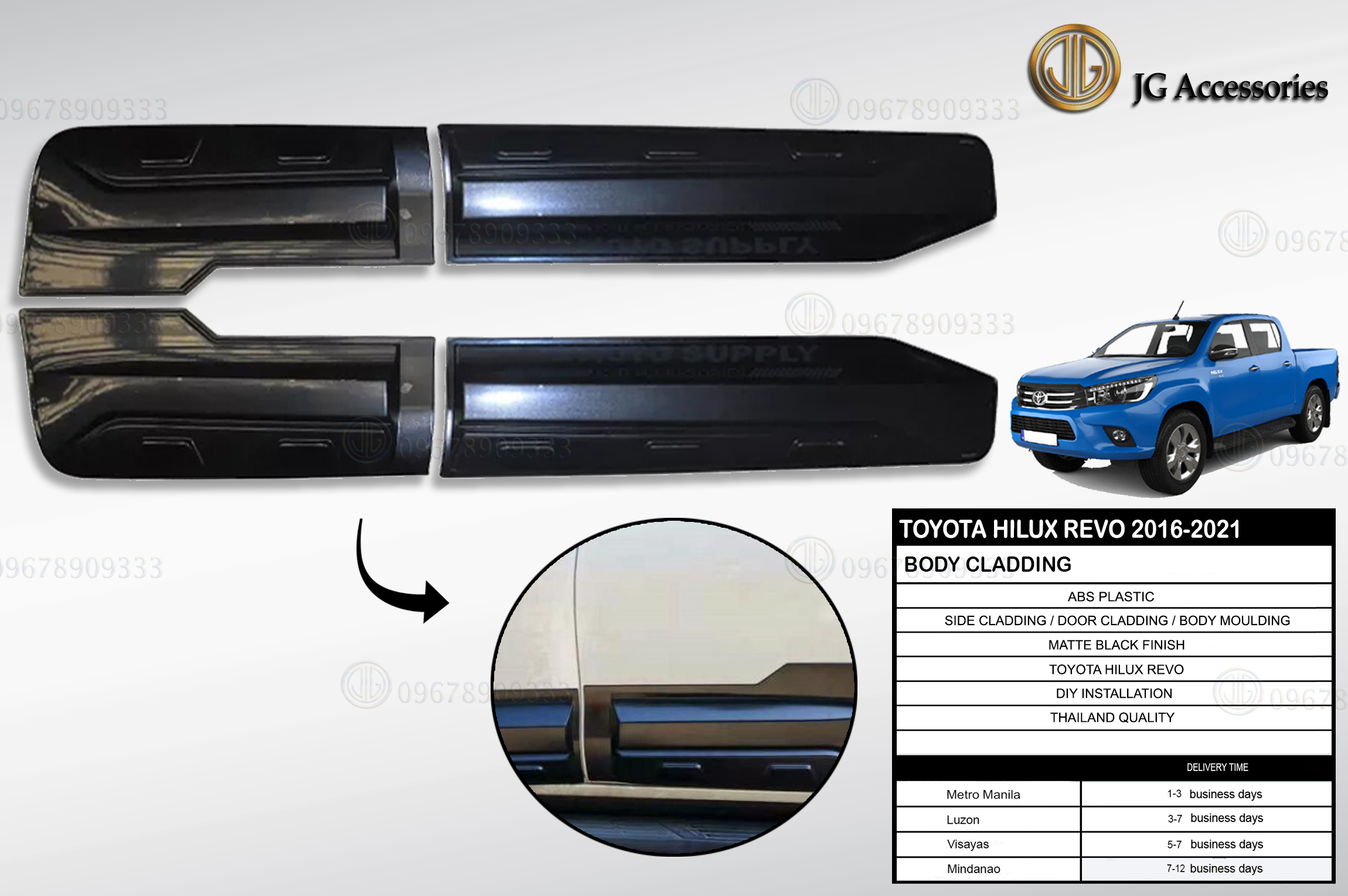 TOYOTA HILUX REVO 2016 2017 2018 2019 2020 2021 BODY CLADDING / BODY ...