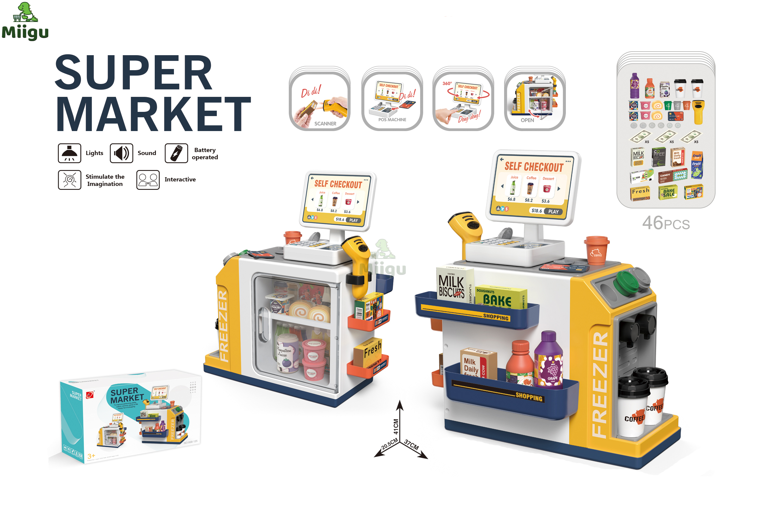 Miigu Baby High Quality MIni Supermarket Set With Freezer and Cashier ...