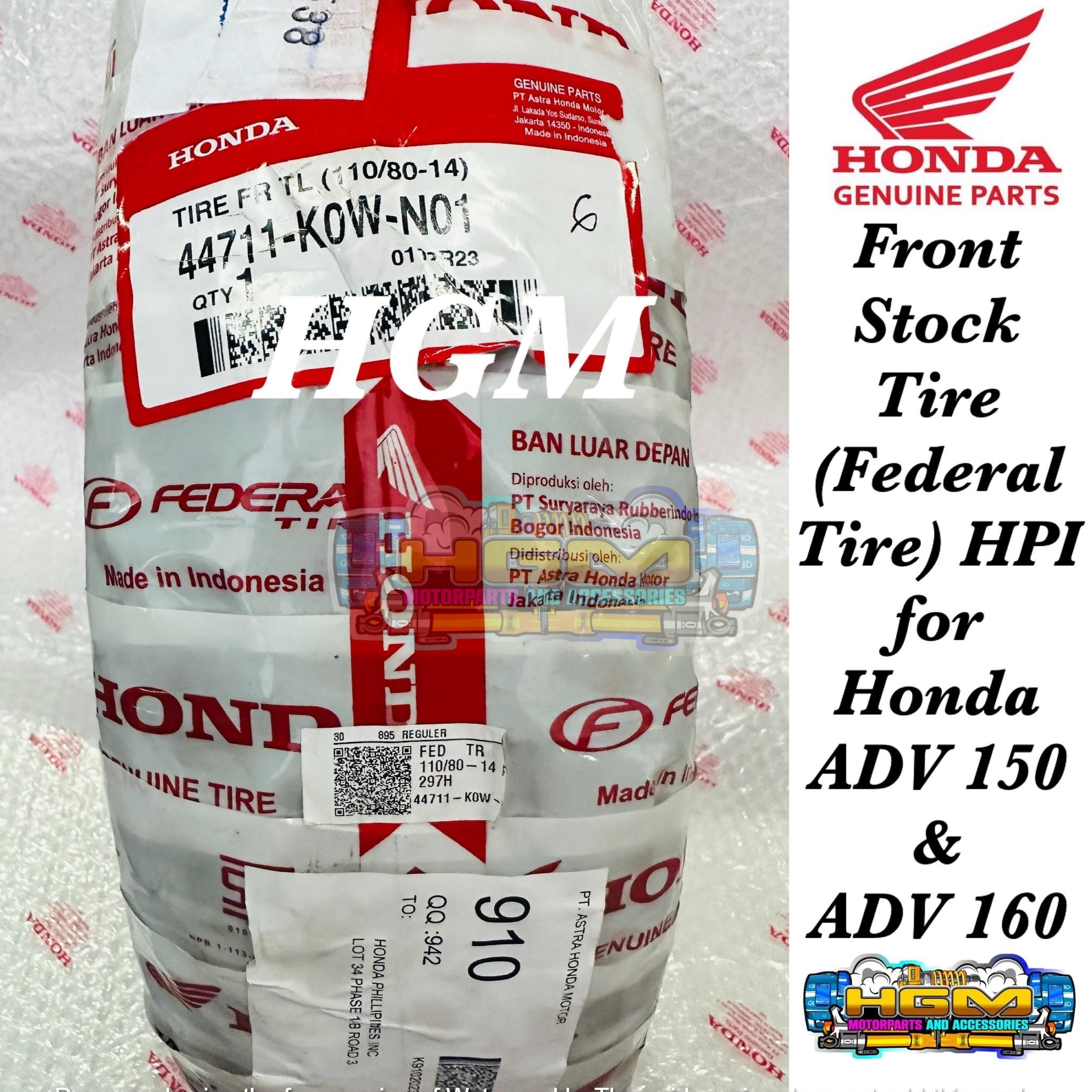 STOCK TIRES FRONT (110/80 -14) FOR ADV 150 | ADV 160 | HONDA GENUINE ...