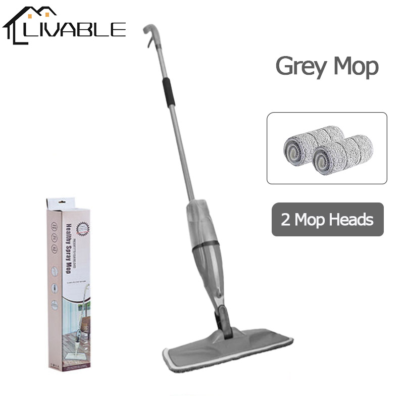 LIVABLE Water Spray Mop 360° Rotating Wet and Dry Dual Use Cleaning Mop ...