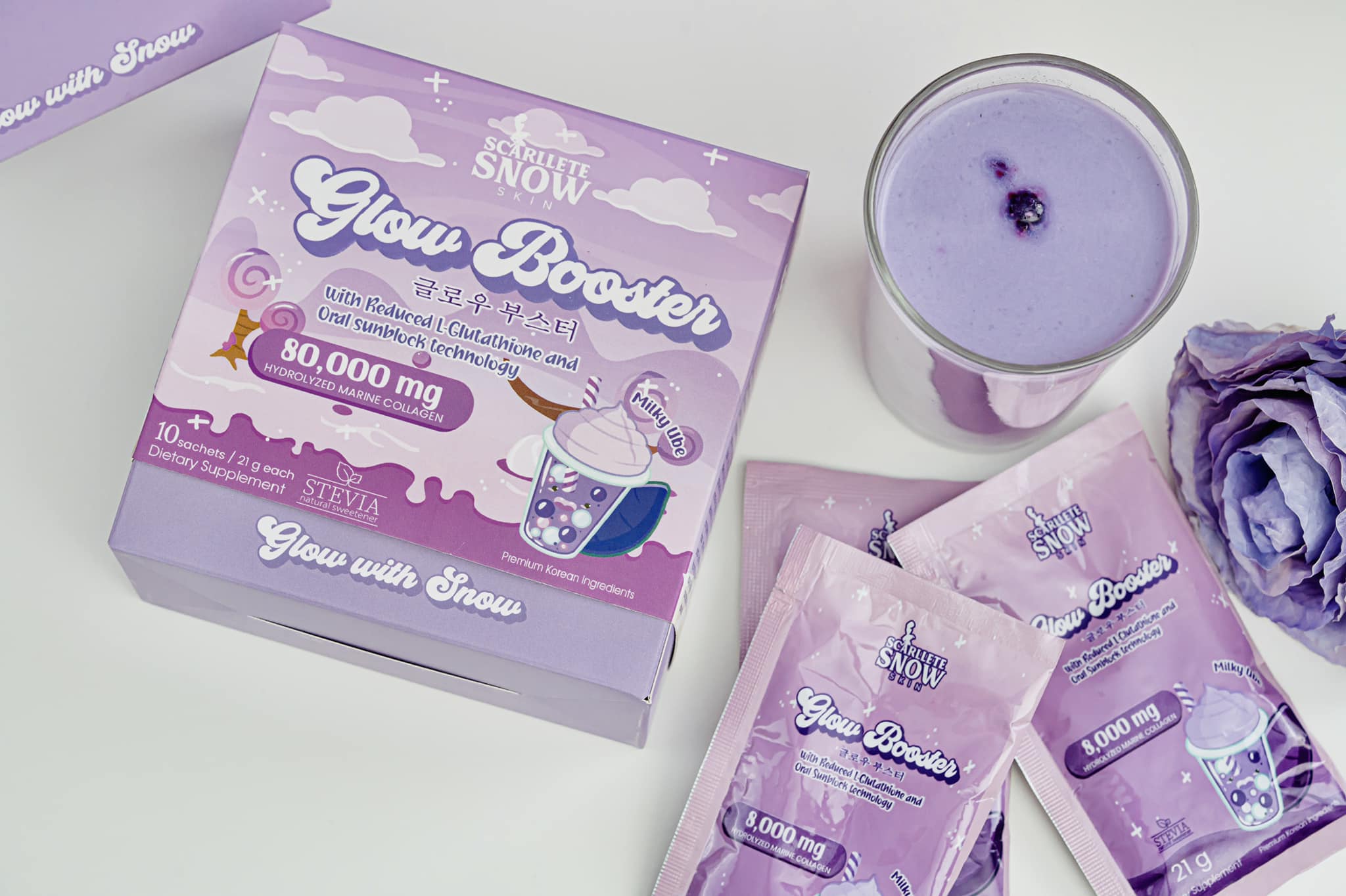 SCARLET SNOW GLOW BOOSTER MILKY UBE W/ ORAL SUNBLOCK | Lazada PH