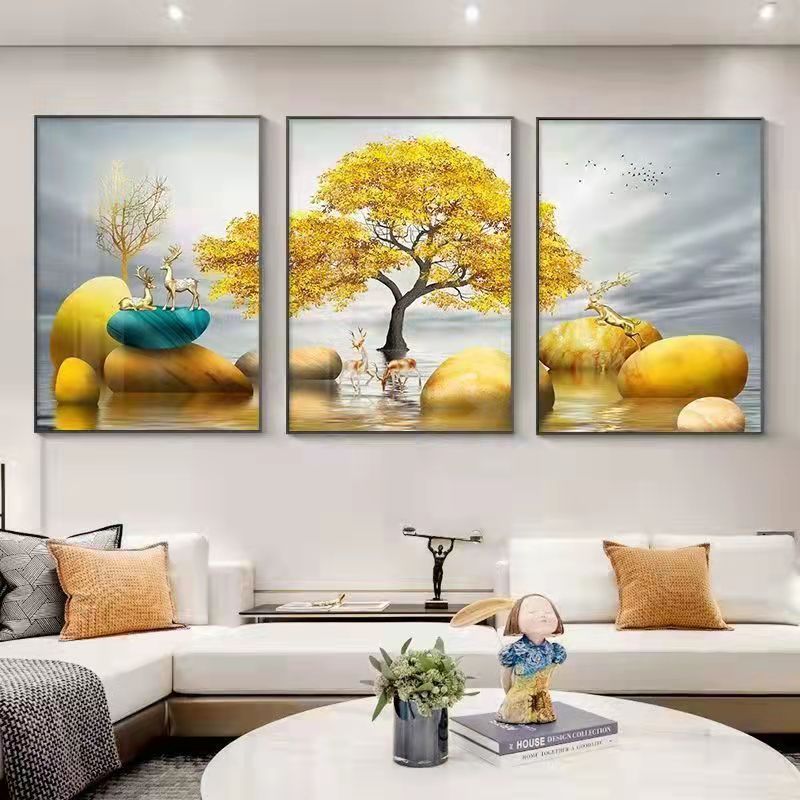 Wood Inner Frame Painting Light Luxury Living Room Decoration Deer ...