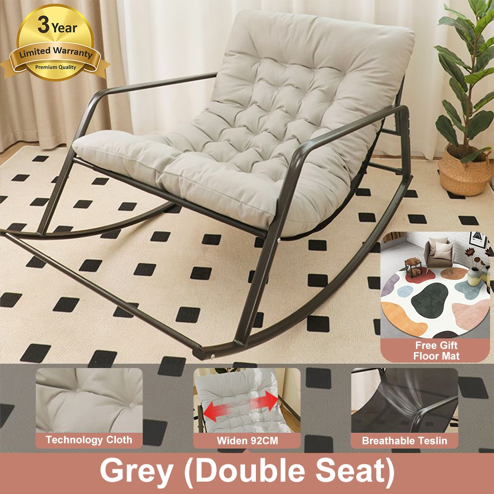 Lazy Rocking Chair Double 2 People White/Orange/Grey Balcony Living ...