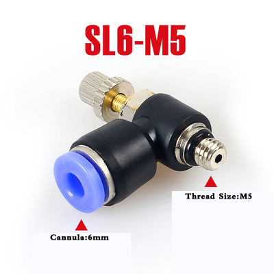 SL6-M5 Pneumatic Speed Flow Controller 6mm OD Hose Tube M5 Male Gas ...