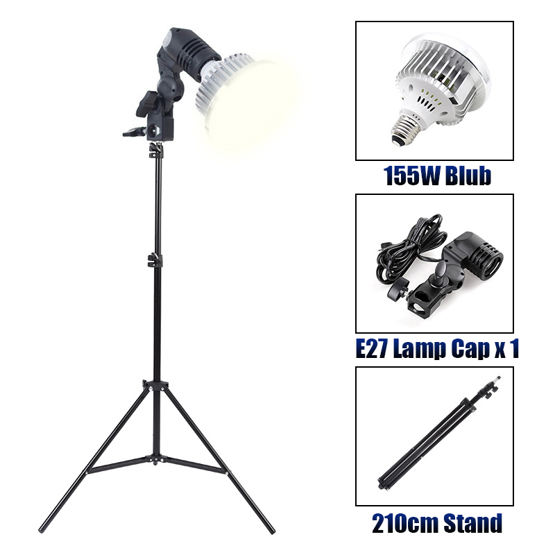 155/300W E27 Light Bulb with 210cm Stand Photography Lighting Set Photo ...