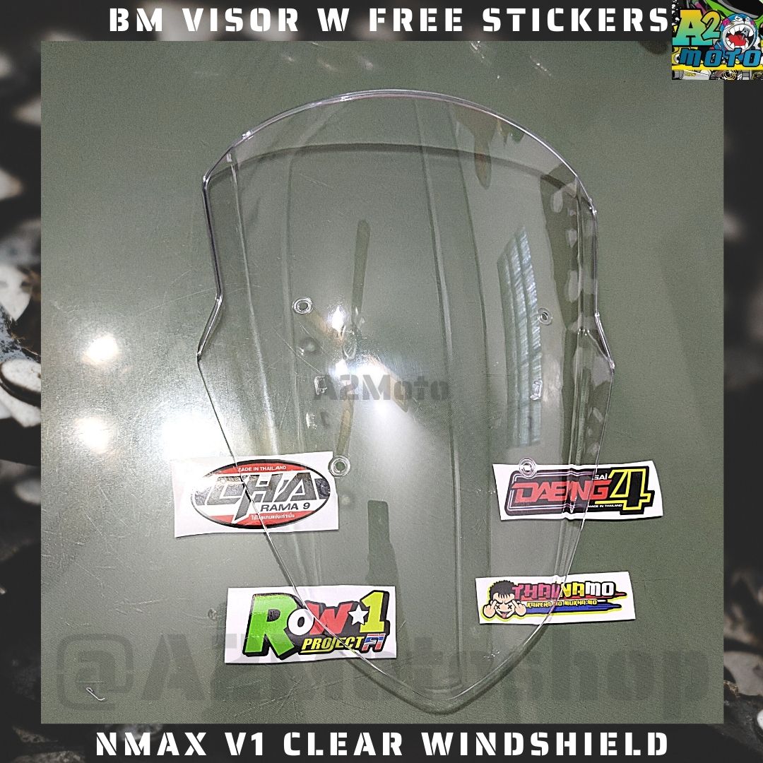 PCX 160 / NMAX V1 V2 BM Visor Clear Windshield w FREE Thai Stickers ...
