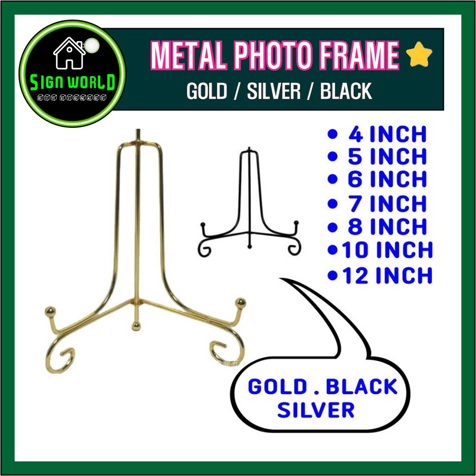 Metal Photo Frame Stand / Pedestal Picture Holder Art Acrylic Display ...