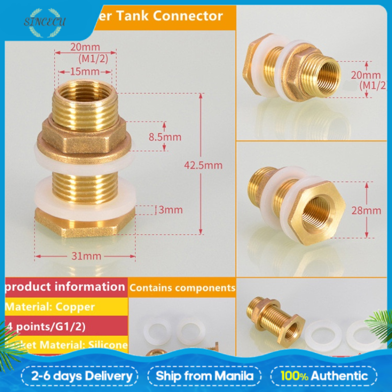 Solid Brass Water Tank Connector Fittings Leak-proof M1/2'' Adapter ...