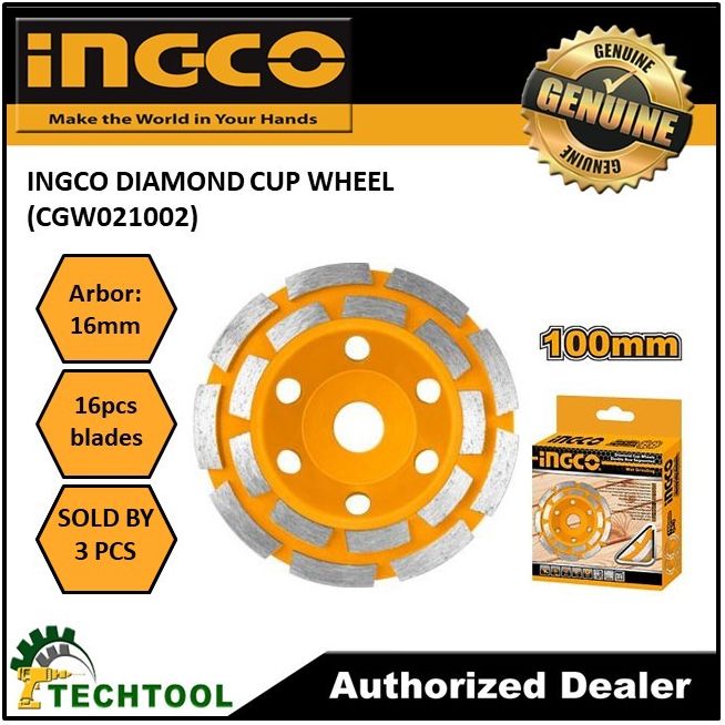 INGCO DIAMOND CUP WHEEL 4" (CGW021002) - SOLD BY 3 PCS | Lazada PH