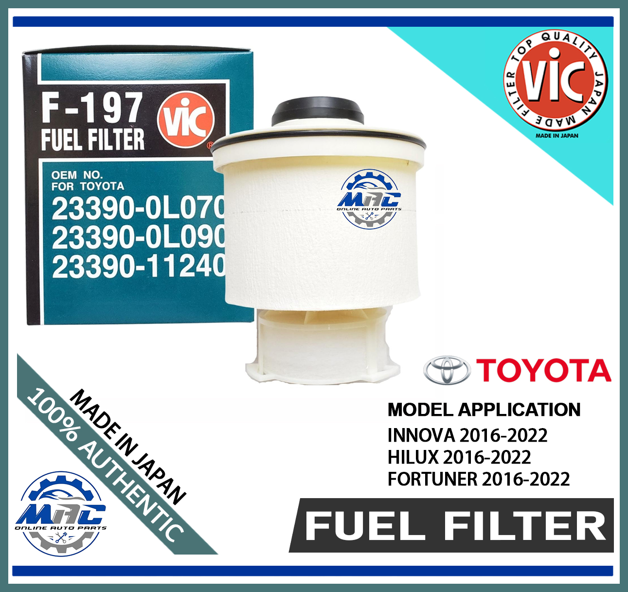 VIC F-197 Fuel Filter for TOYOTA INNOVA 2016-2022 | Lazada PH