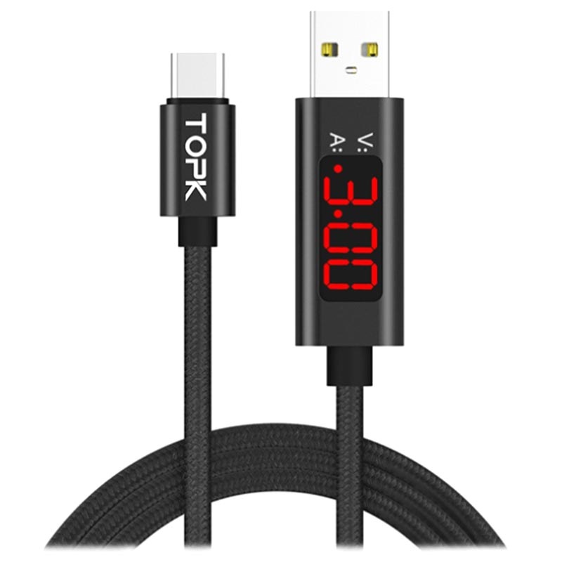 TOPK AC27 Quick Charge 3.0 Voltage Current Display Cable Nylon Micro ...