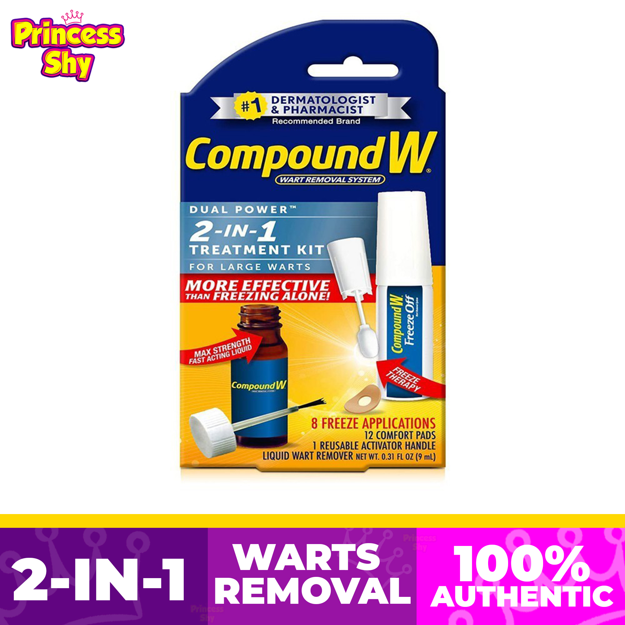 Compound W Dual Power 2-in-1 Treatment Kit for Large Warts, Freeze Off ...