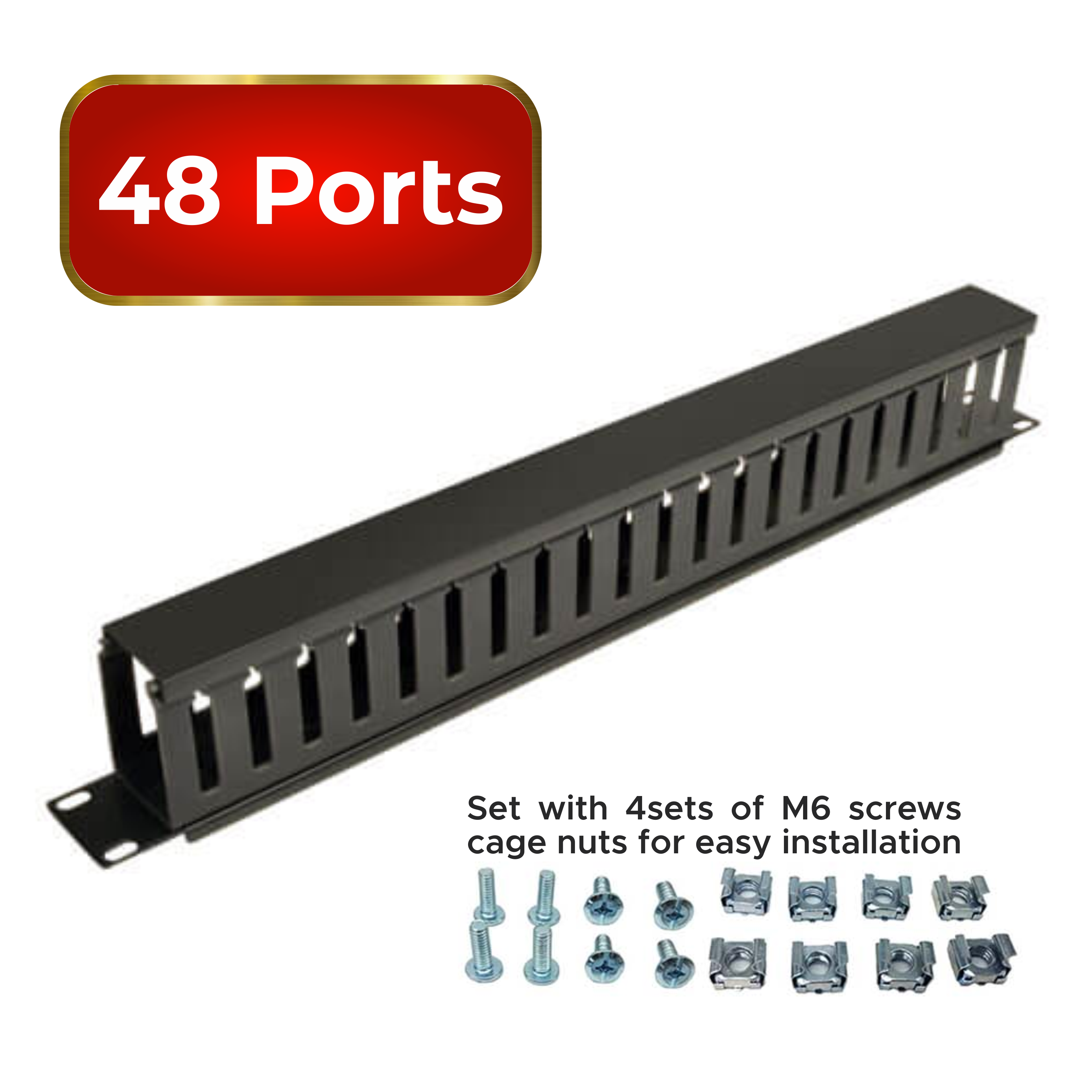 48/24 Ports Cable Manager Organizer Set / 19" Slot Rack Mounted/ 1U ...