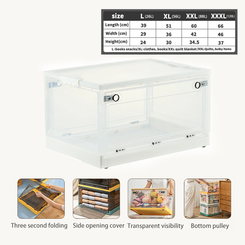 Large Storage Bins with Lids Stackable Foldable Plastic Storage Boxes ...