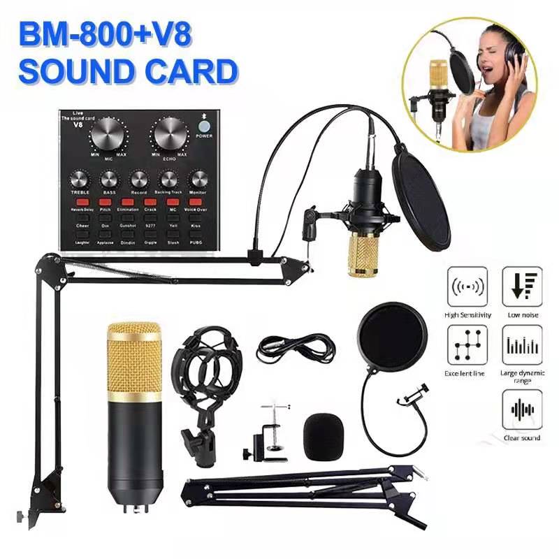 BM-800 + v8 sound card complete set Condenser Microphone Kit Audio ...