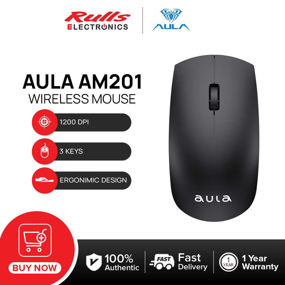 AULA AM201 2.4GHz Wireless Mouse | Ergonomic Design | 1200 dpi | 3 Keys ...
