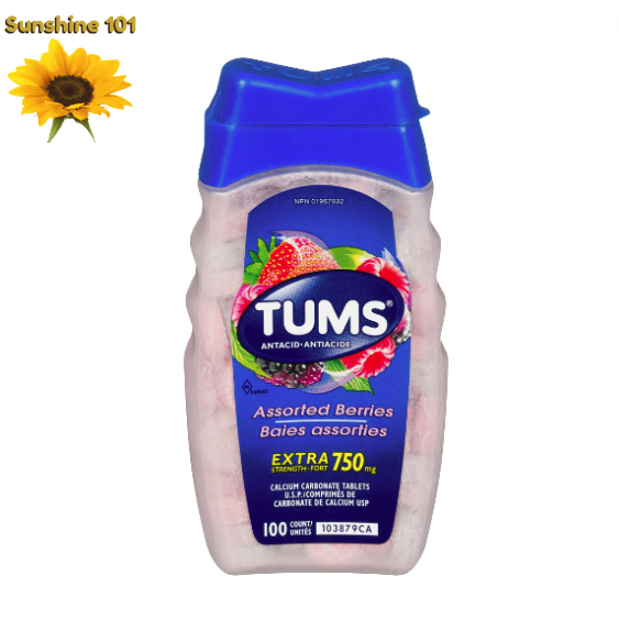 TUMS Antacid-Antiacide Assorted berries 750mg 100 counts 100% AUTHENTIC ...