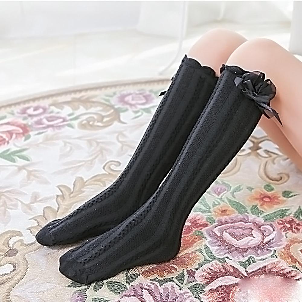 SDFSF ถุงเท้าตาข่ายถักผ้าฝ้ายผูกโบว์สำหรับเด็กผู้หญิง3-12Y ถุงน่อง ...