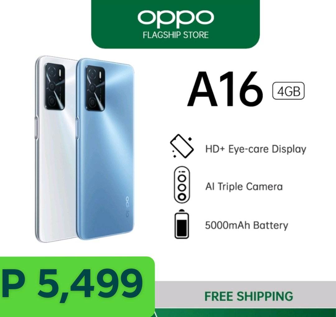 OPPO A16 4+64GB | 6.5" HD+ Display | 13MP AI Triple Camera | 5000mAh ...