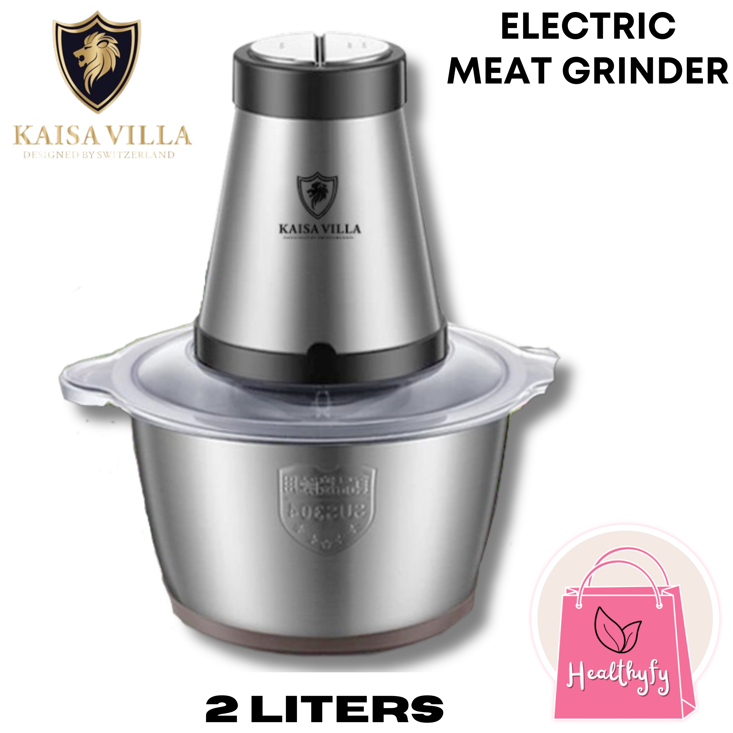 HEALTHYFY Kaisa Villa Electric Food Processor Meat Grinder Chopper Blender 2 Liters High Large ...