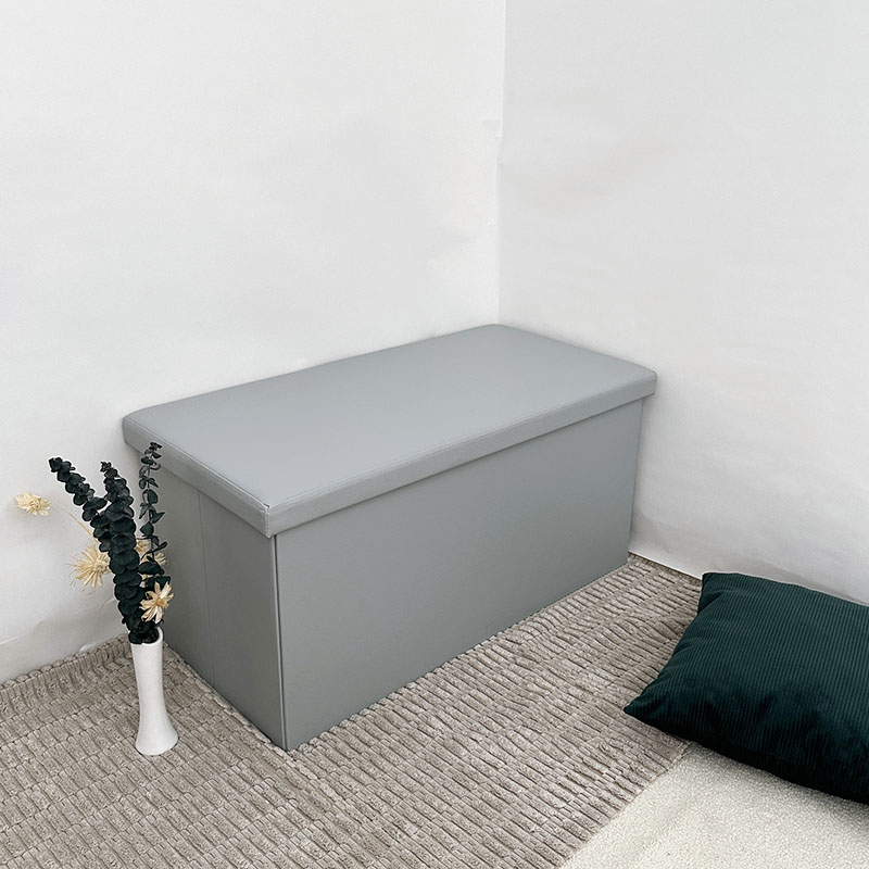Foldable Leather Ottoman Storage Box Stool 76x38x38 Rectangular Storage ...