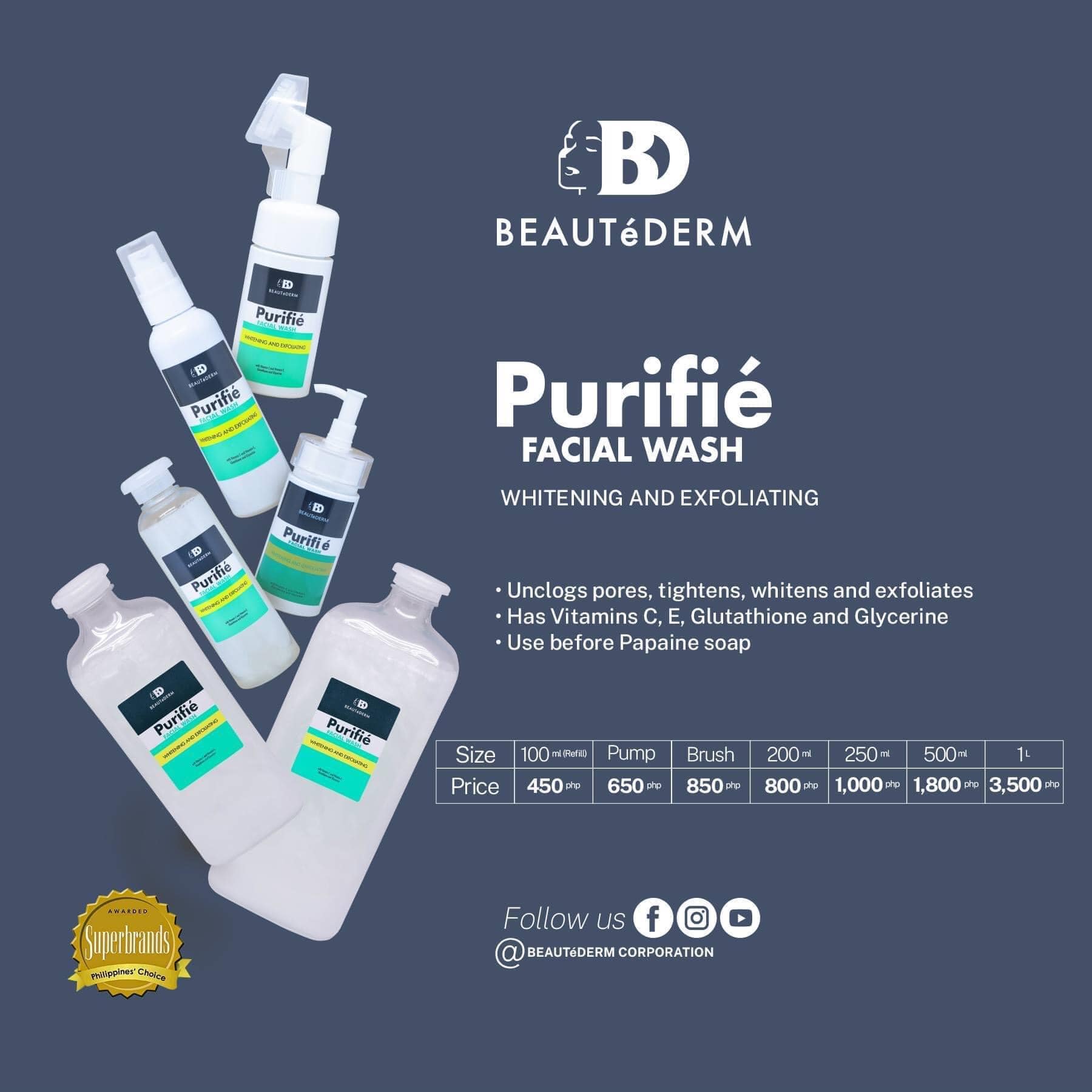 Beautederm Purifie Facial Wash Brush Whitening and Exfoliating w/ Vit ...