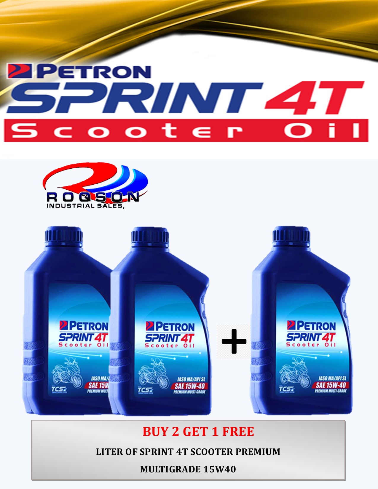 PETRON SPRINT 4T SCOOTER OIL PREMIUM MULTIGRADE SAE 15W40 (BUY 2 LITERS ...