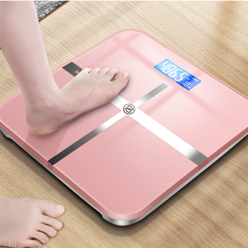 LCD Electronic Tempered Glass Bathroom Weighing Scale with Free Batteries Human Weighing Scale ...