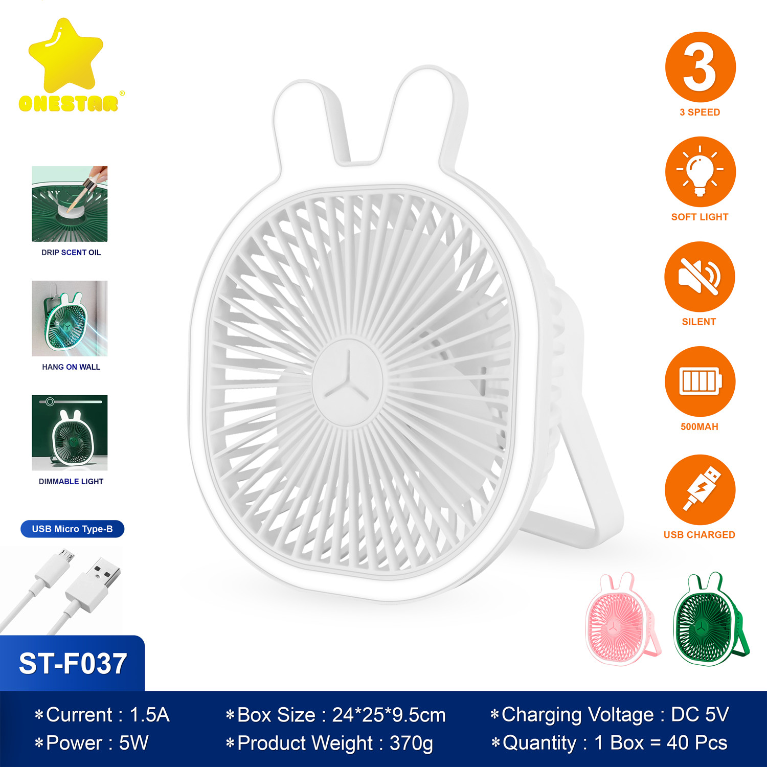 Handheld USB Fan Rechargeable Foldable Portable Multifunction Fan Fan ...