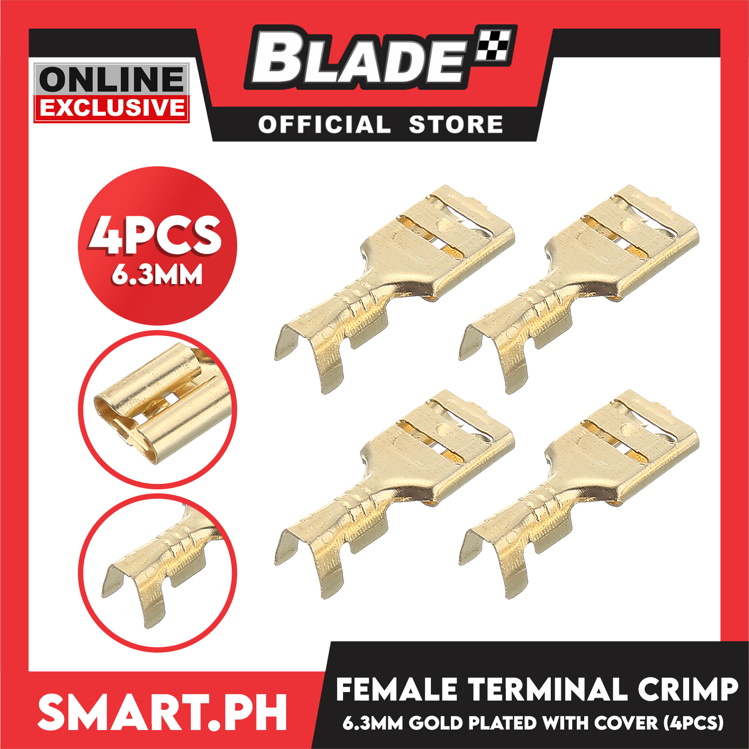 4pcs Female Terminal Crimp Gold Plated With Cover 6.3mm Non-insulated ...