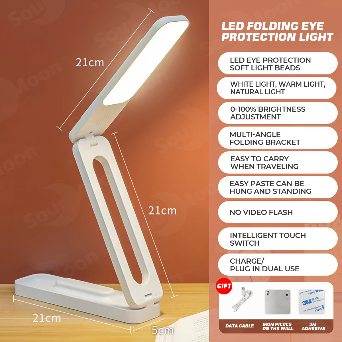 AMASACC Chargeable LED Desk Lamp For Study Rechargeable Table Lamp ...