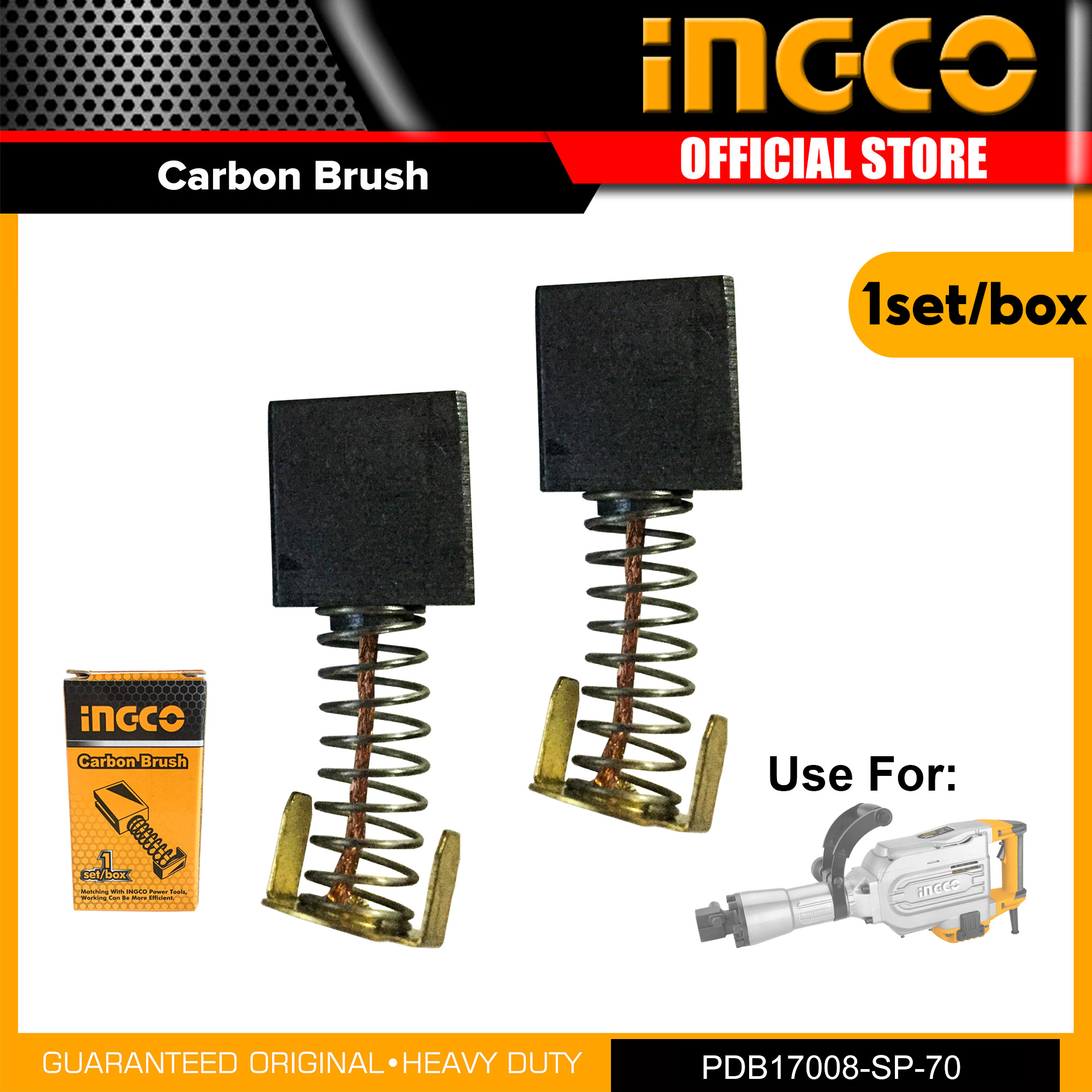 INGCO 2PCS/SET Carbon Brush Replacement Part for Rotary & Demolition ...