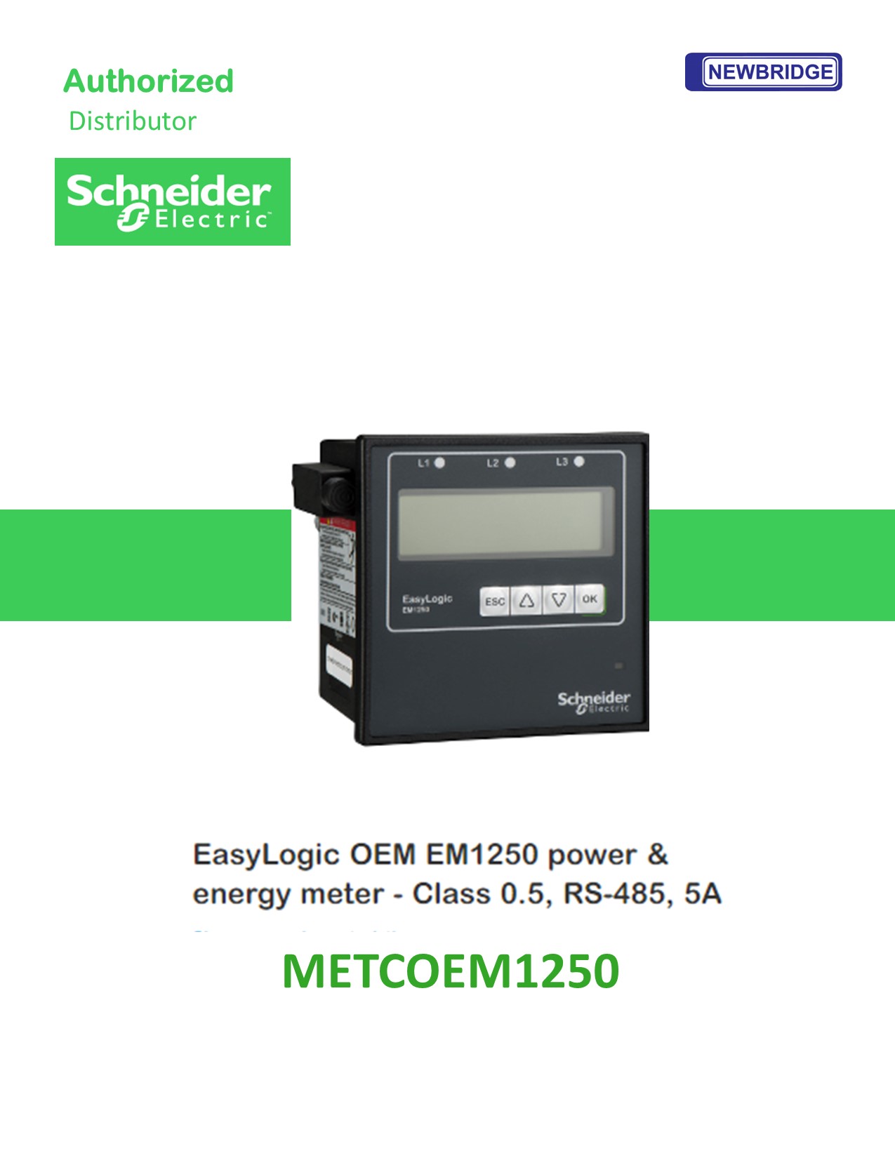 EasyLogic OEM EM1250 power & energy meter - Class 0.5, RS-485, 5A ...