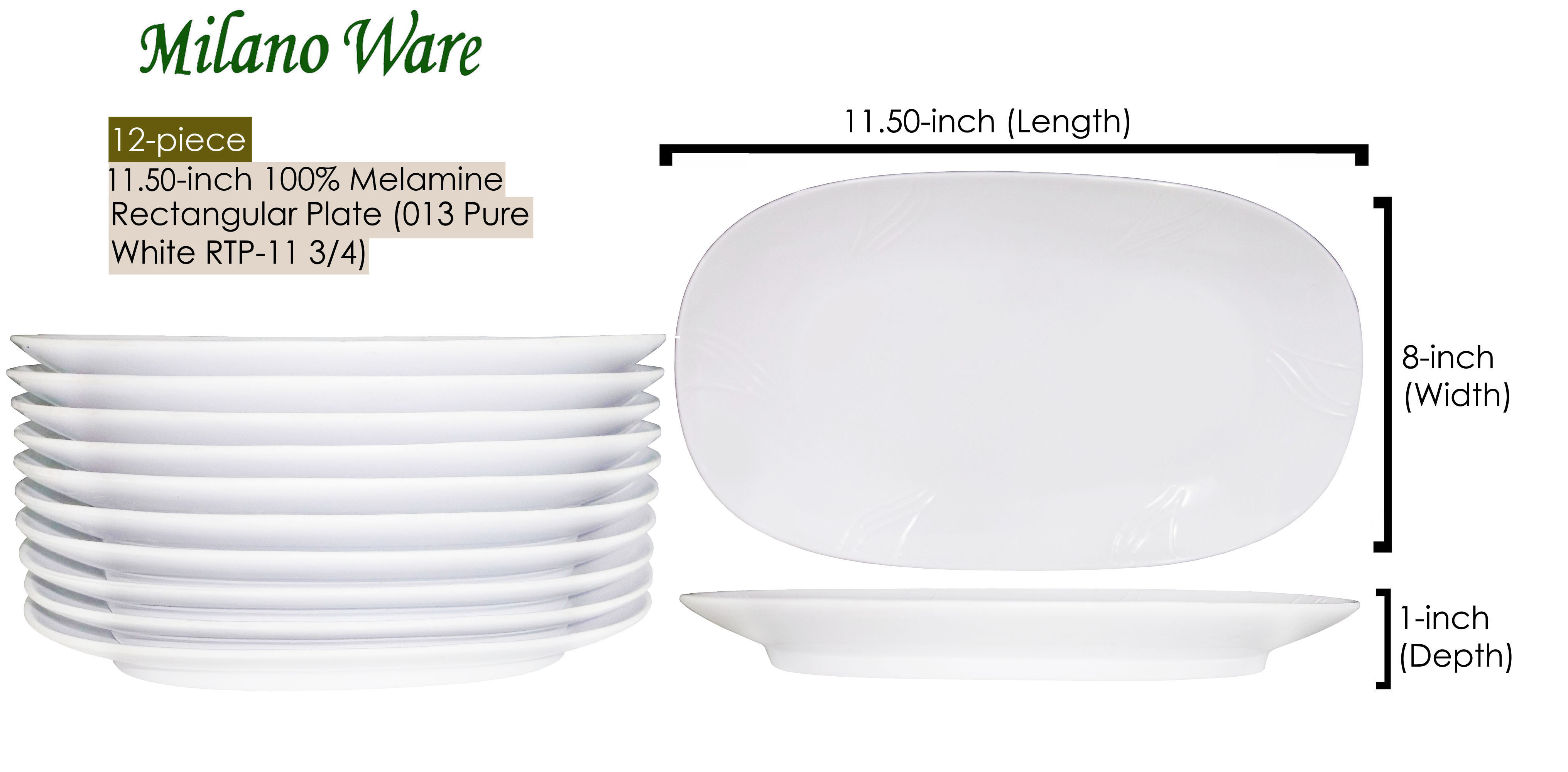 Nipponware 12-piece 11.50-inch 100% Melamine Rectangular Plate | Lazada PH