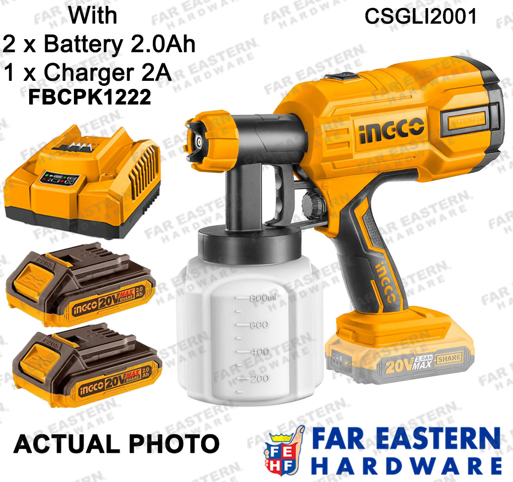 INGCO Cordless Spray Gun Paint Sprayer 20V CSGLI2001 | CSGLI2003 INPTCL ...