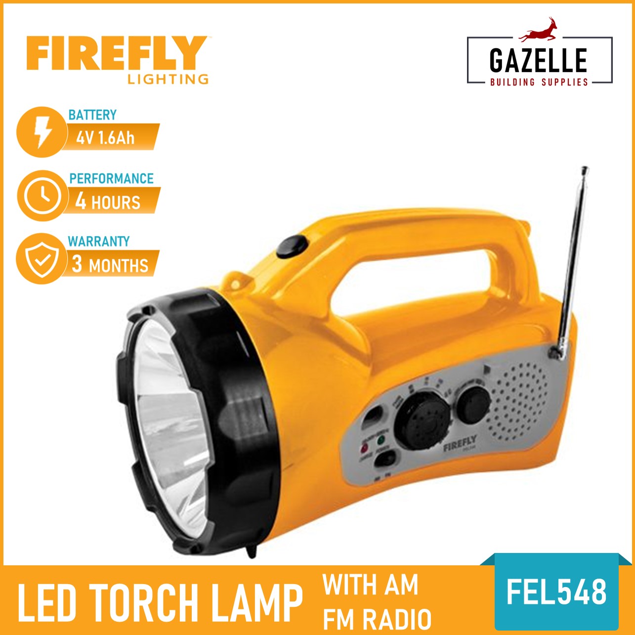 Firefly Powerful Torch Emergency Light Lamp with USB Mobile Phone ...