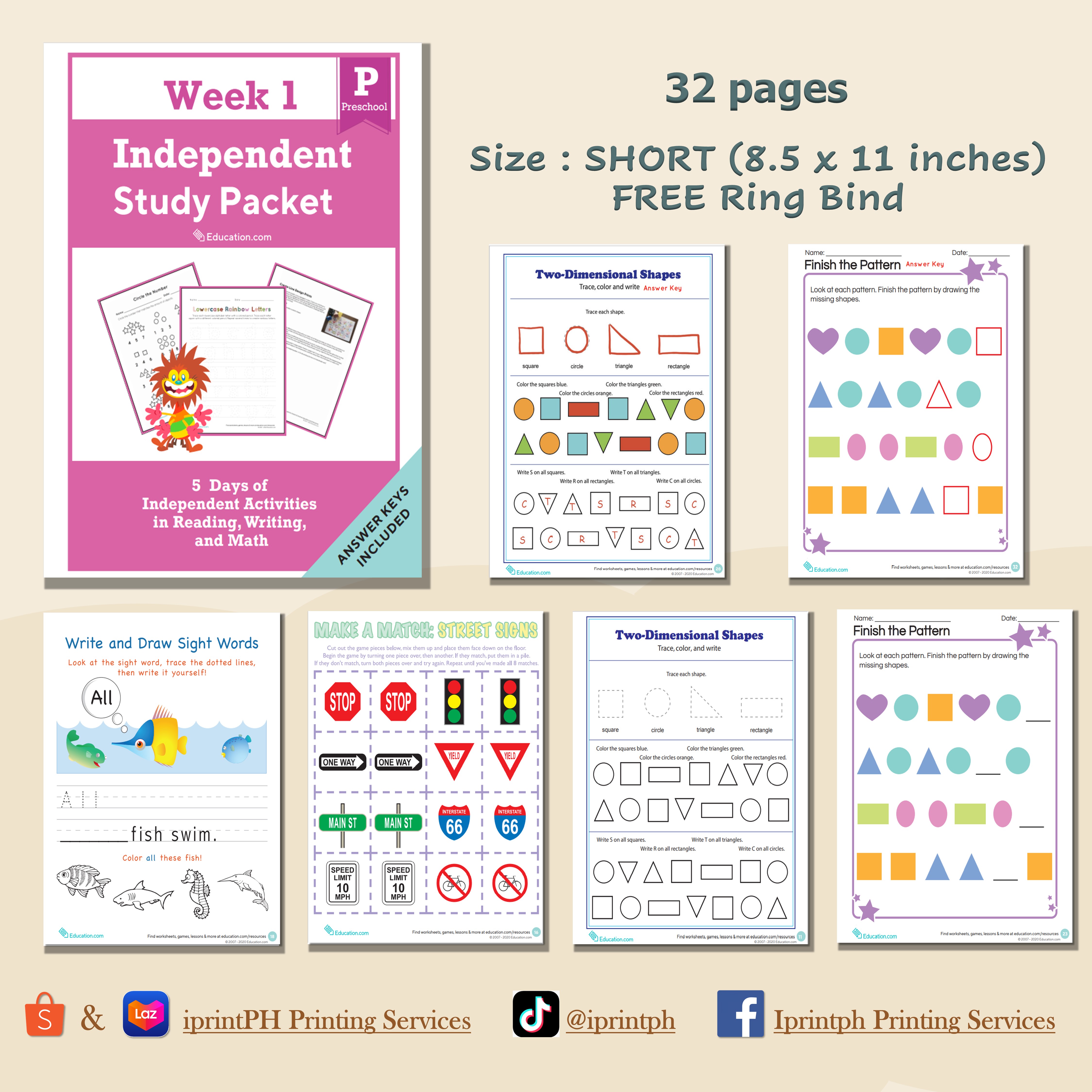 PRESCHOOL Independent Study Packet (Worksheets / Workbooks) | Lazada PH