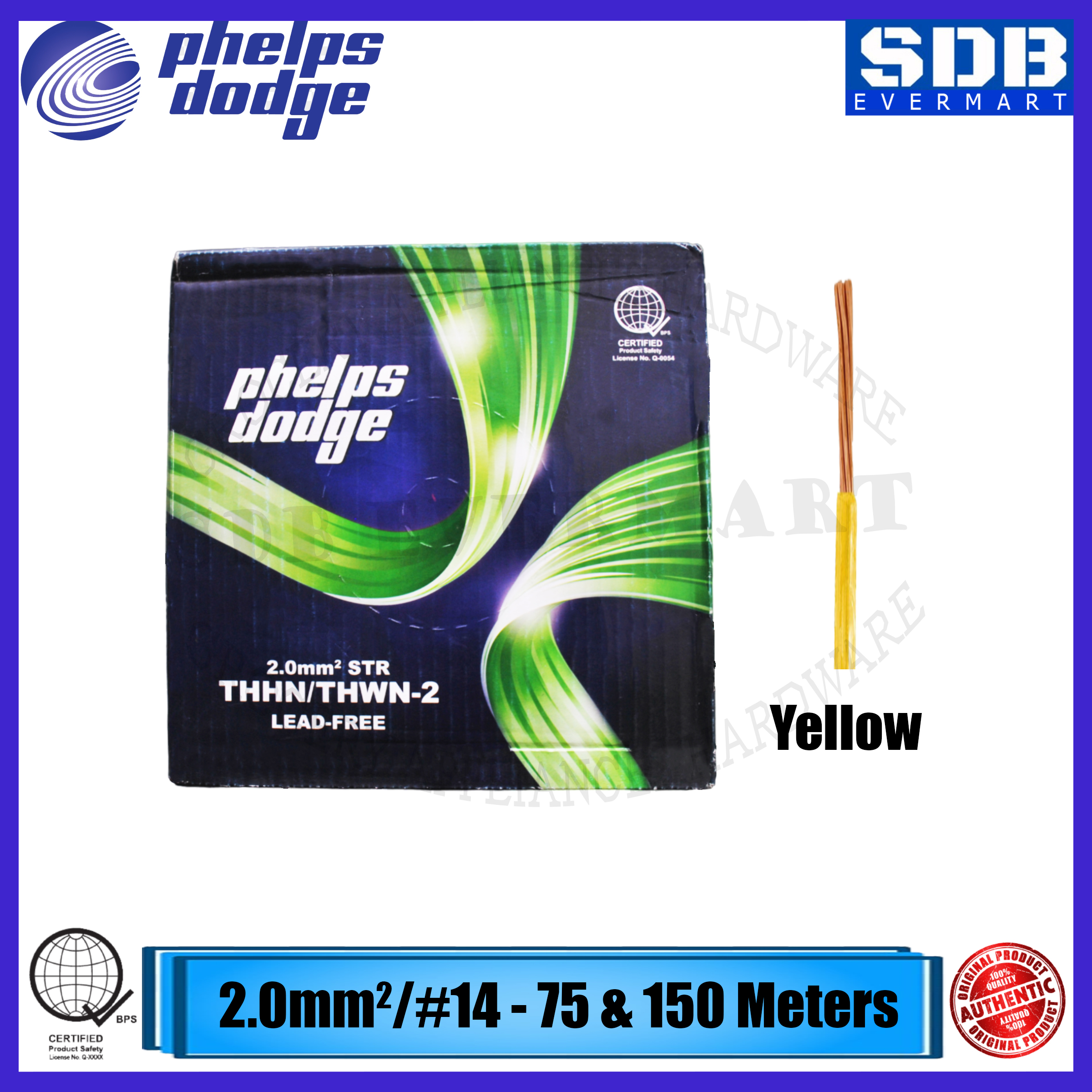 Phelps Dodge-THHN/THWN-2 Stranded Wire-2.0mm/#14-(Per meter) | Lazada PH