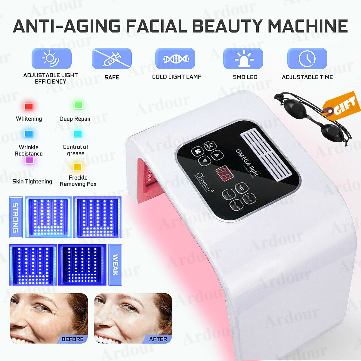 Ardour 7 Color LED Light Therapy Skin Rejuvenation PDT Anti-aging ...
