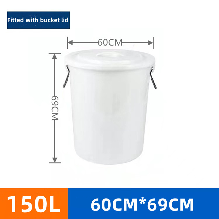 Large thickened plastic bucket round bucket with lid white bucket water ...