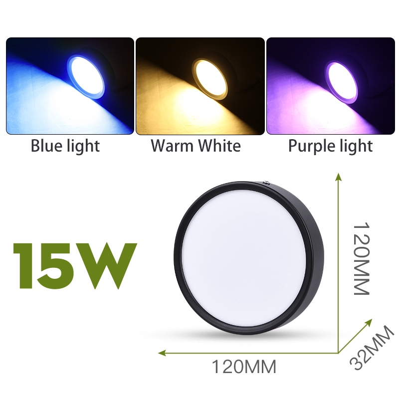 Ceiling Light 3 Colors Led Downlight Surface Round Spotlight Fixture ...